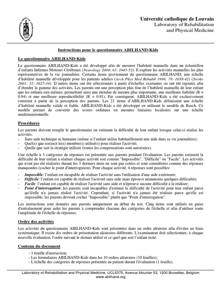 ABILHAND-Kids Sheets FR | PDF