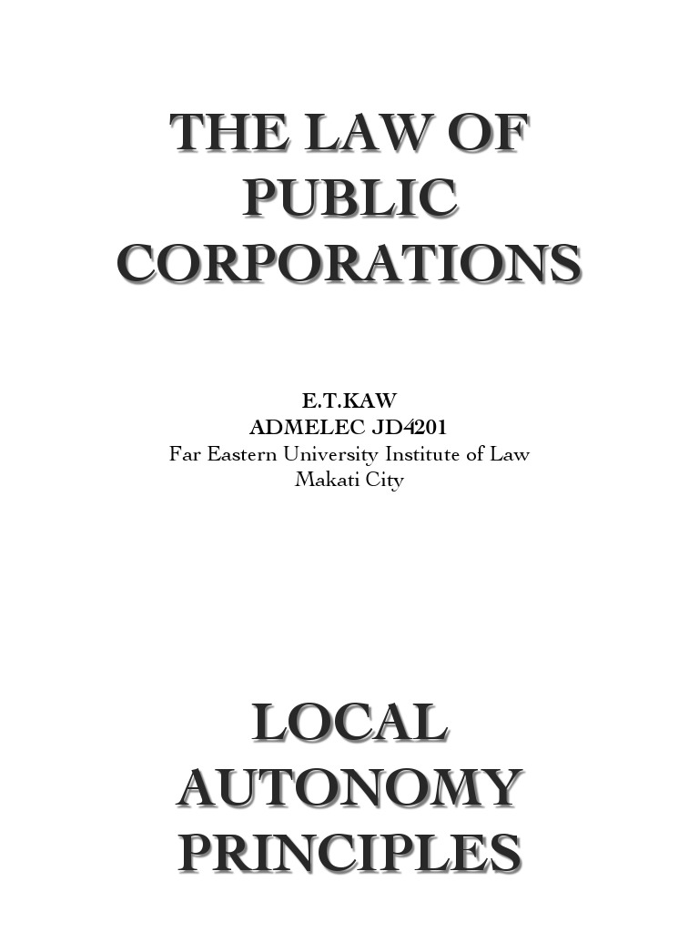 01 PubCorp - Local Autonomy Principles | PDF | Devolution | Taxes