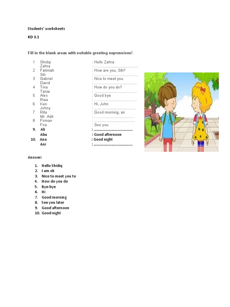 Fill in The Blank Areas With Suitable Greeting Expressions! | PDF