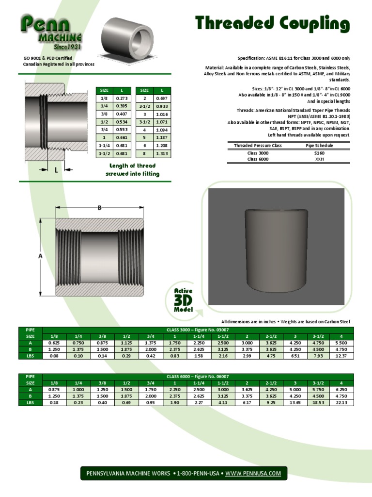 ISO 9001 & PED Certified Threaded Coupling Specification | PDF ...