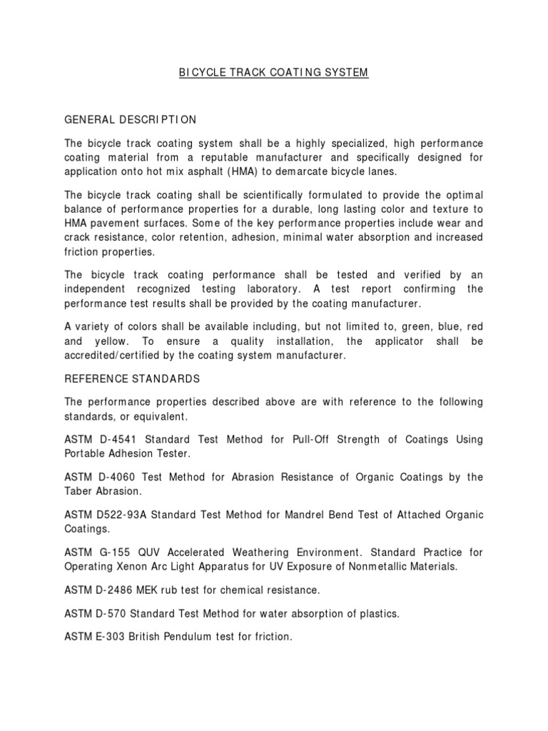 Bicycle Track Coating System | PDF | Road Surface | Volatile Organic ...