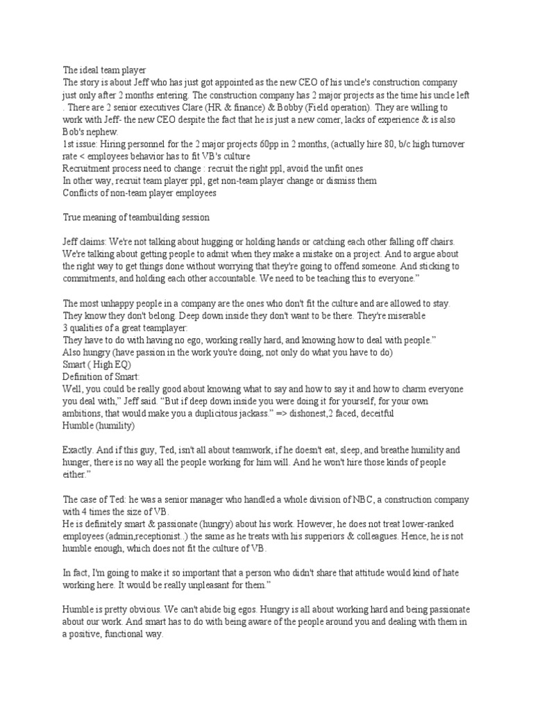 The Ideal Team Player | PDF | Humility | Motivation