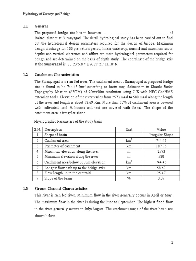 Hydrology Report - Surnayagad | Download Free PDF | Drainage Basin | River
