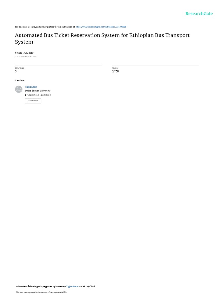 Automated Bus Ticket Reservation System For Ethiopian Bus Transport ...