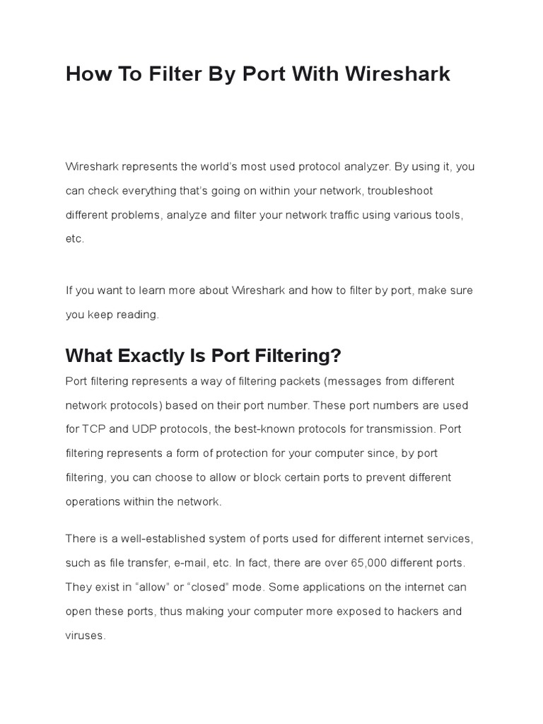 Wireshark Port Filtering Guide | PDF | Port (Computer Networking ...