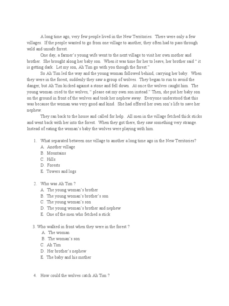 Soal Pilgan Narrative KLS 10 | PDF