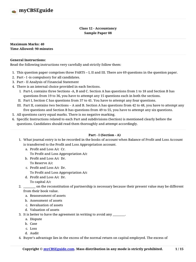 12 Accountancy sp08 | PDF | Goodwill (Accounting) | Dividend