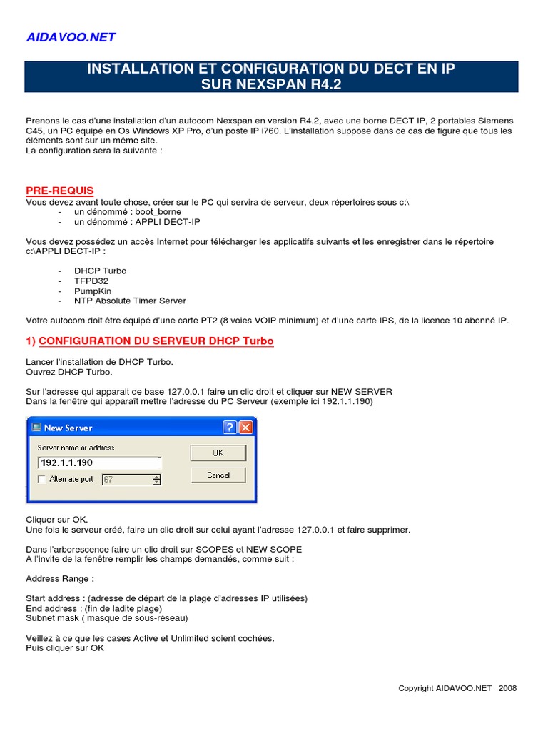 Installation Et Configuration Du Dect en Ip Sur Nexspan r4.2 - Aidavoo ... Installation Et Configuration Du Dect en Ip Sur Nexspan r4.2 - Aidavoo ...