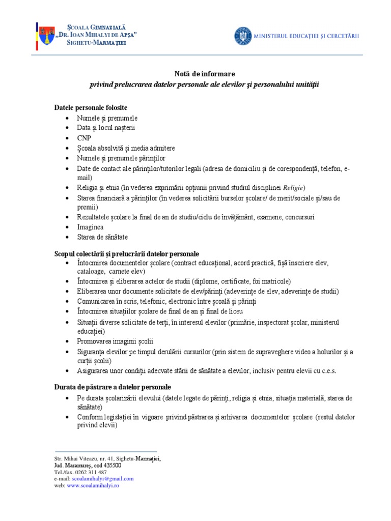 Nota de Informare GDPR | PDF