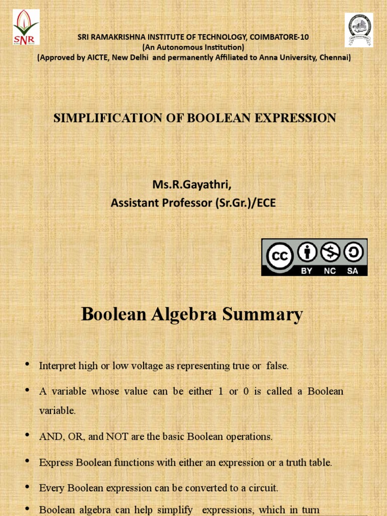 Simplification Of Boolean Expression Pdf Boolean Algebra Teaching Mathematics