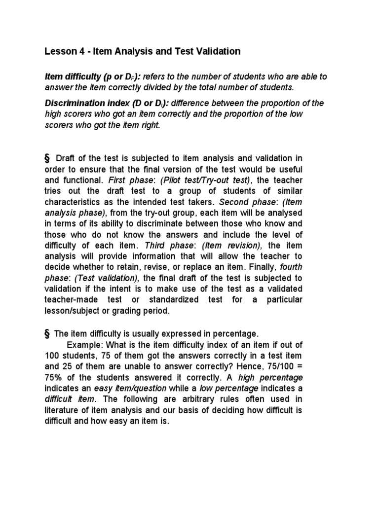 Item Analysis for Effective Assessment | PDF | Test (Assessment ...