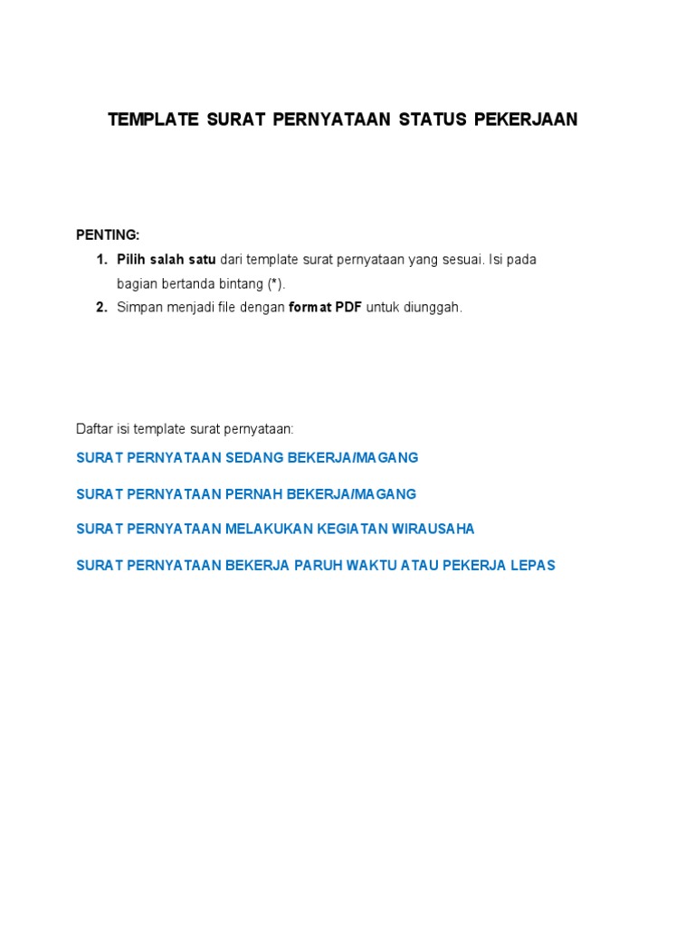 Templates for Employment Status Declaration Letters | PDF