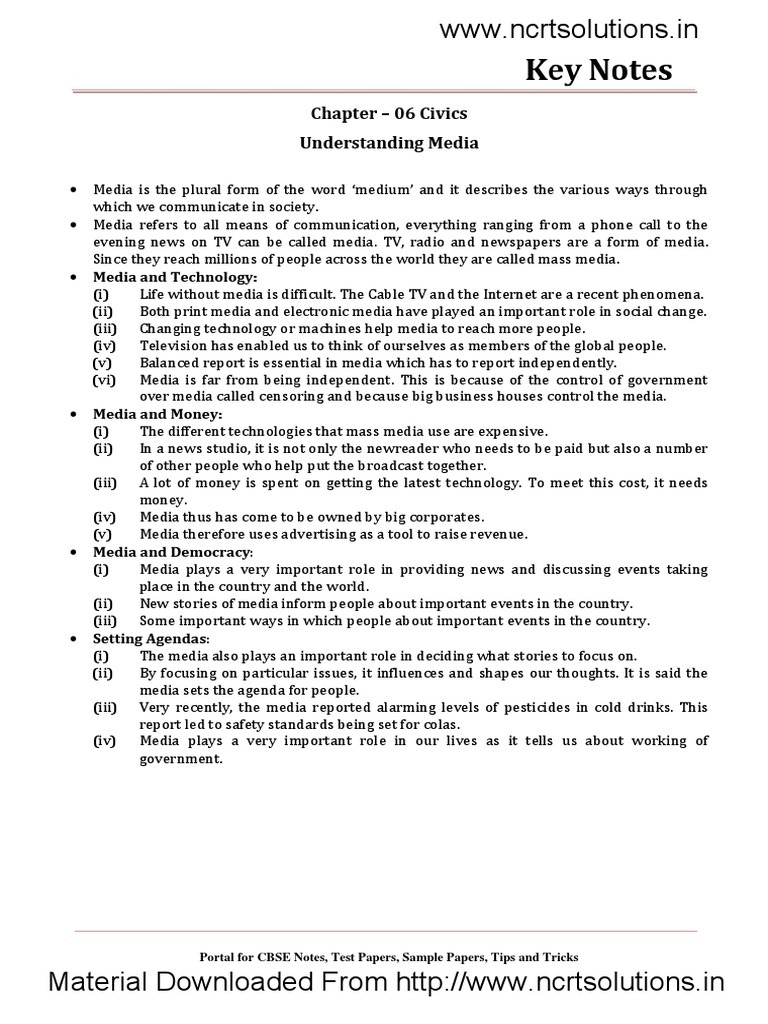 Chapter - 06 Civics Understanding Media | PDF | Mass Media | News