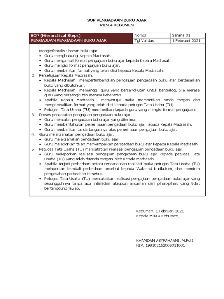Sop Pengadaan Buku Ajar | PDF