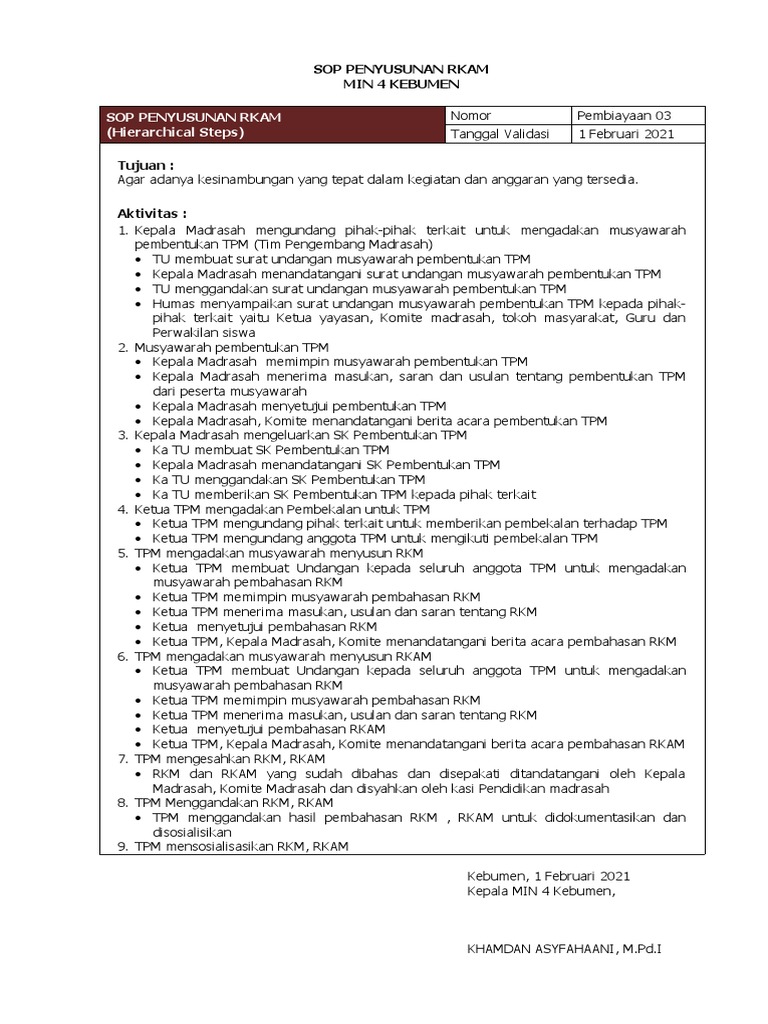 Sop Penyusunan Rkam | PDF
