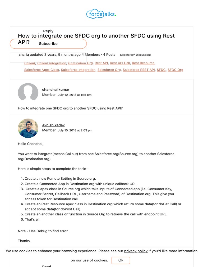 How To Integrate One Sfdc Org To Another Sfdc Using Rest Api