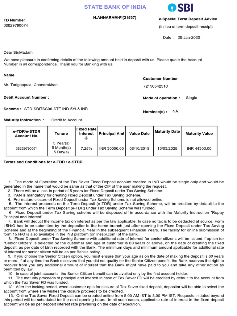 FD Receipt | Download Free PDF | Financial Services | Banking