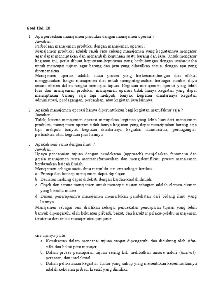 Uts Manajemen Operasional | PDF | Bisnis