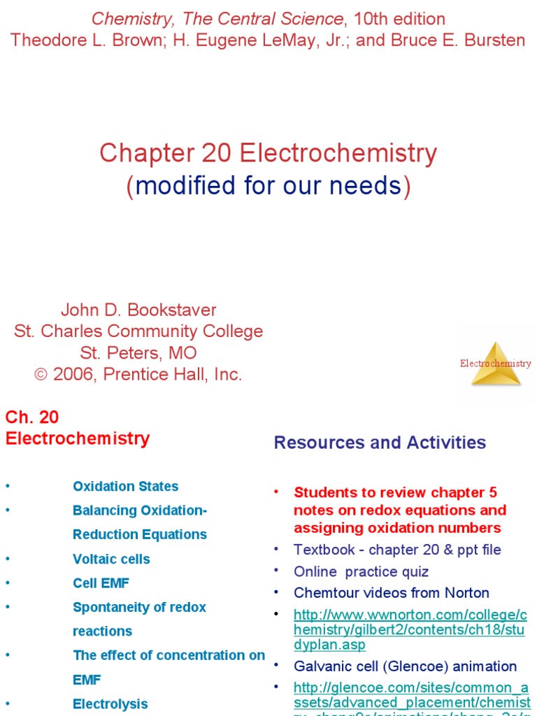Chapter 20 Electrochemistry : Modified For Our Needs | Download Free ...