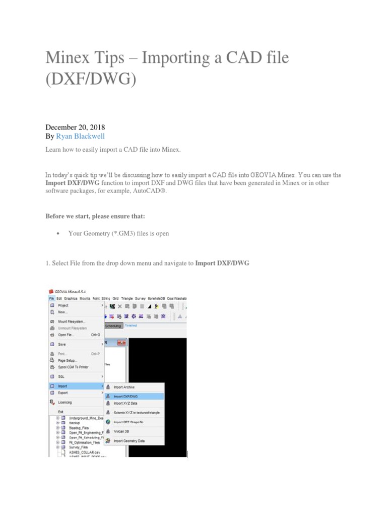 Minex Tips Importing A CAD File DXF DWG | PDF | 3 D Computer Graphics ...