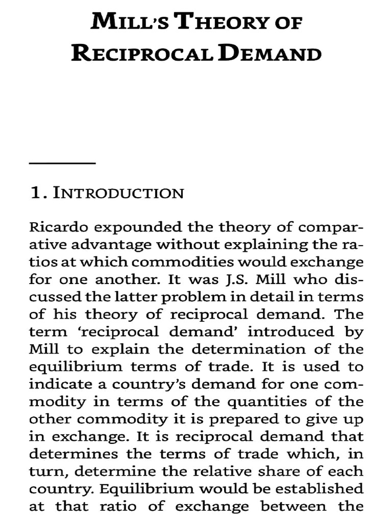 Mill'S Theory of Reciprocal Demand | PDF | Comparative Advantage ...