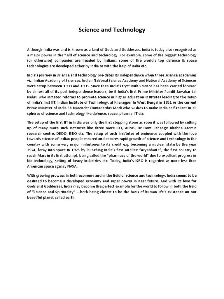 India's Rise in Science and Technology | PDF
