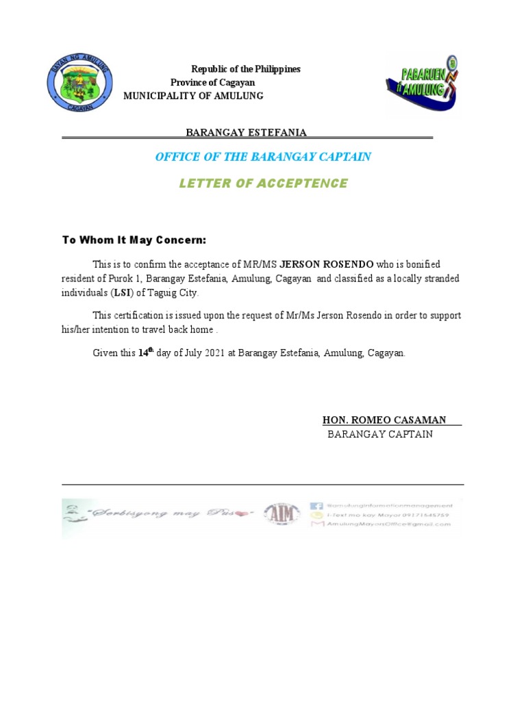Acceptance Letter | PDF