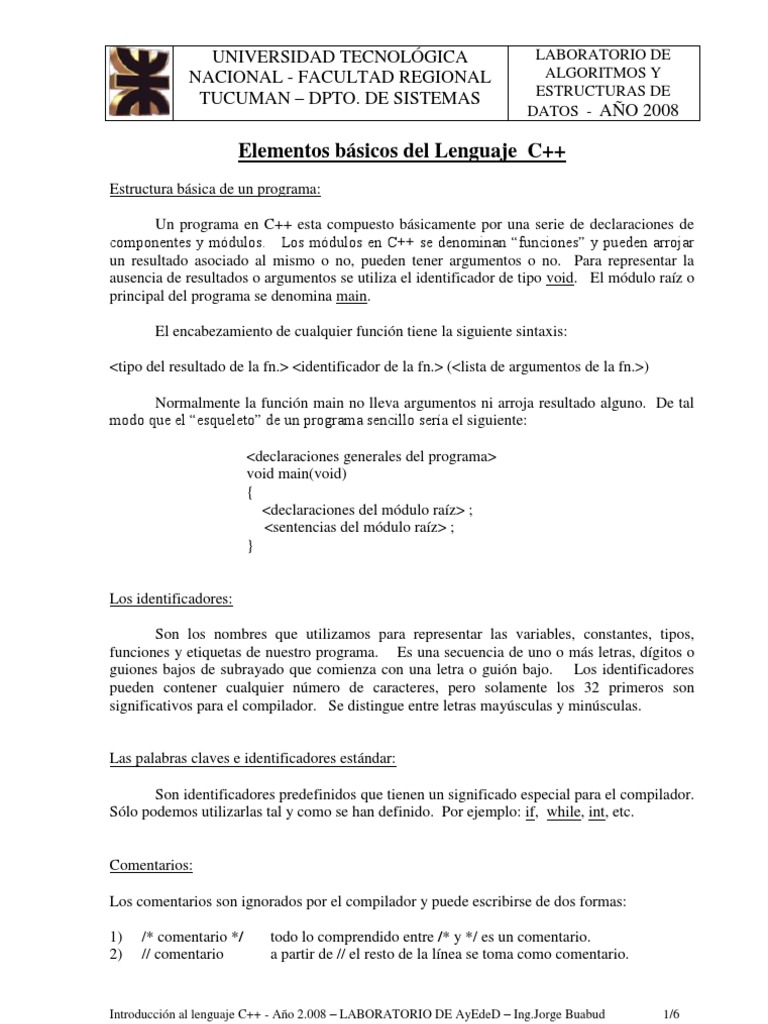 Elementos Básicos Del Lenguaje C | PDF | C ++ | Compilador