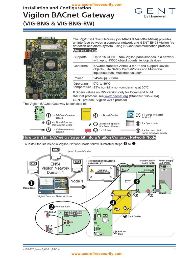 Gent FACP BACnet Gateway Installation | PDF | Gateway ...
