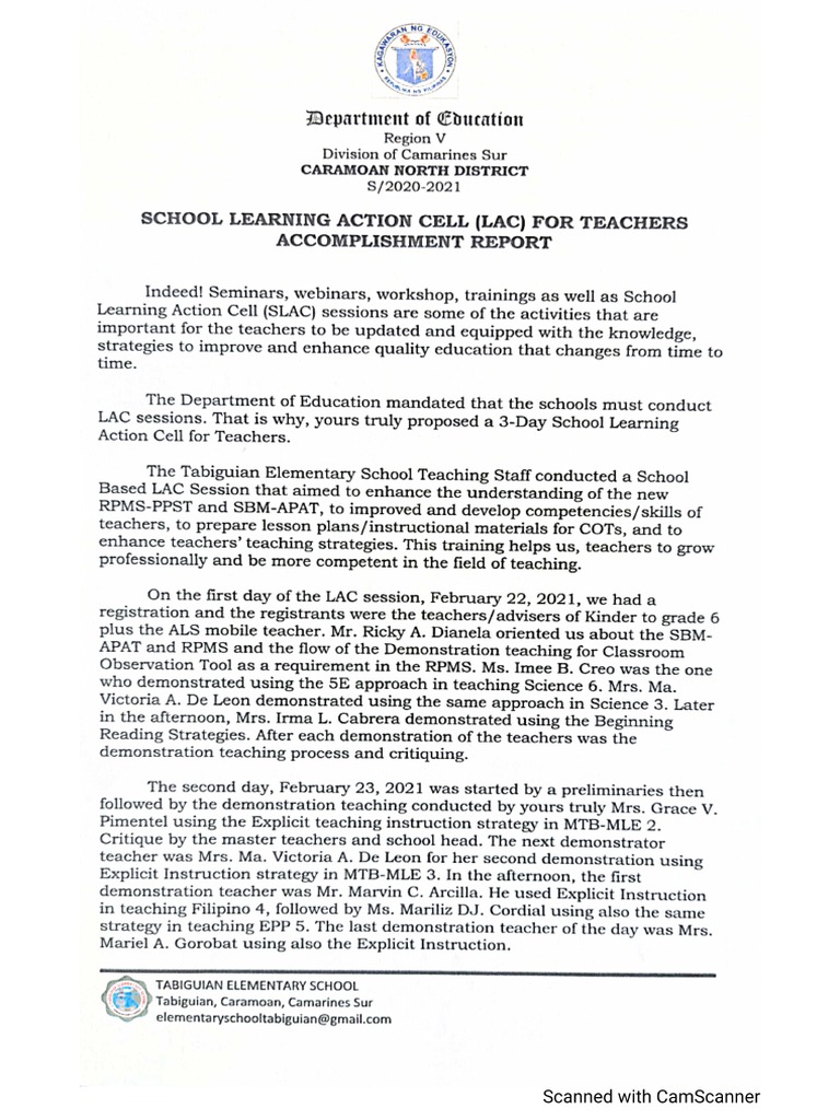 School Learning Action Cell On Different Teaching Strategies | PDF