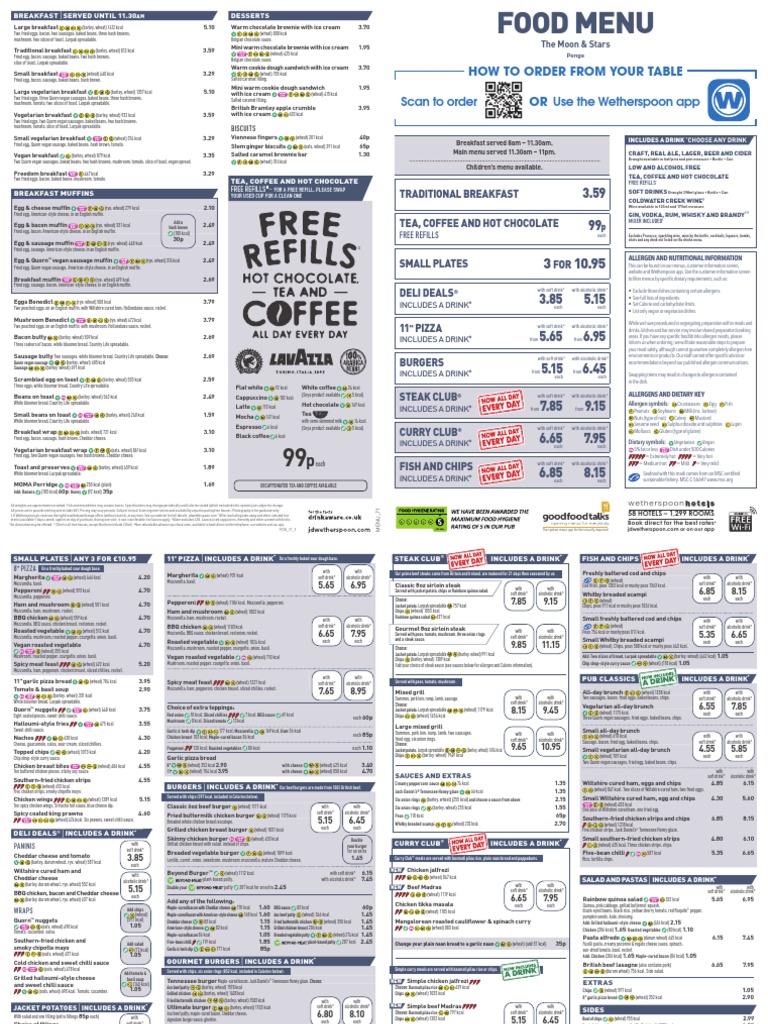 Scan To Order Use The Wetherspoon App | PDF | Sausage | Bacon