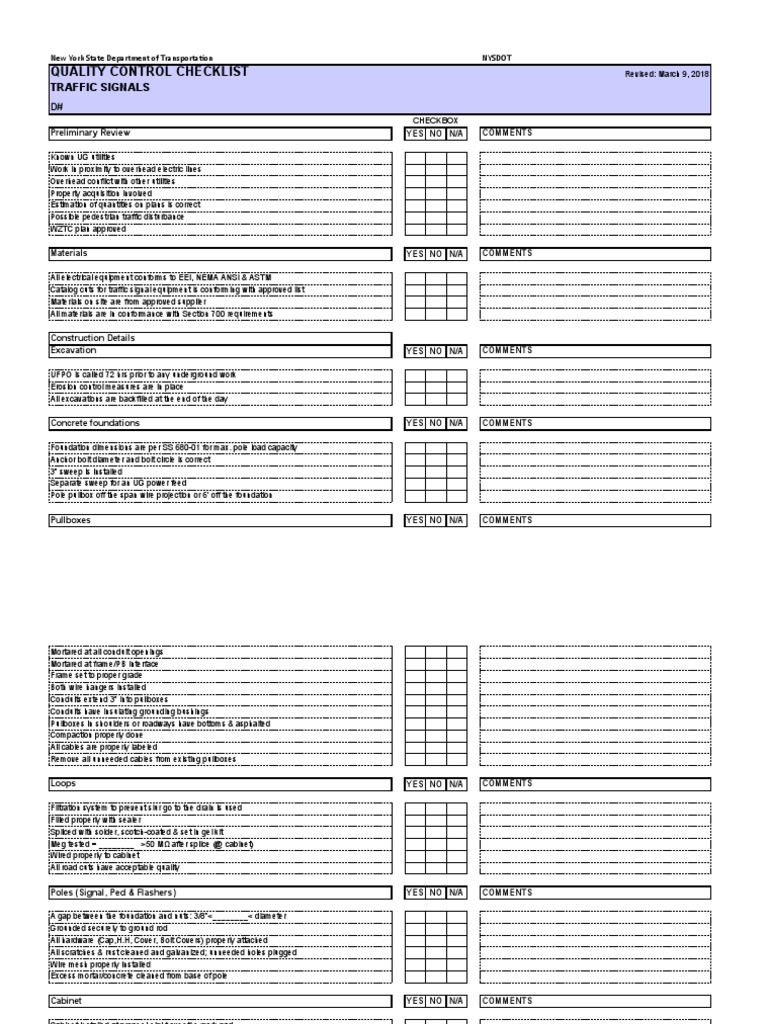 Quality Control Checklist: Traffic Signals | Download Free PDF | Screw ...