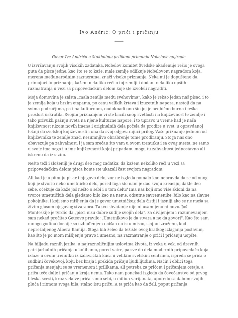 O Prici I Pricanju | PDF