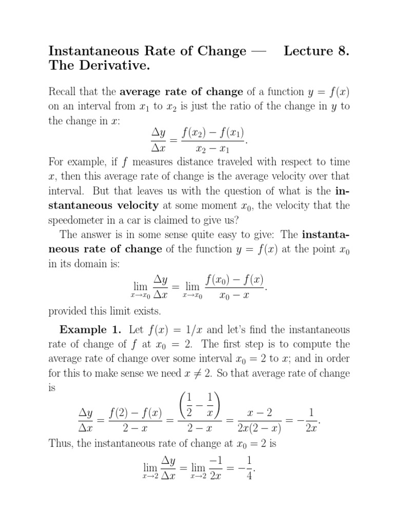 Instantaneous Rate of Change - The Derivative | PDF | Derivative | Tangent