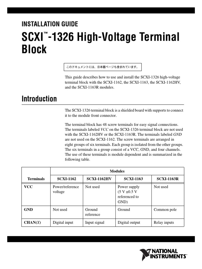 SCXI-1326 High-Voltage-Terminal-Block-Installation-Guide-And ...