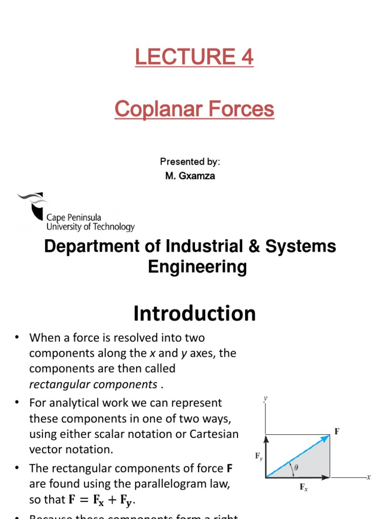 Lecture 4 - Coplanar Forces | PDF