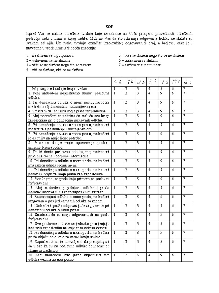 SOP Upitnik | PDF