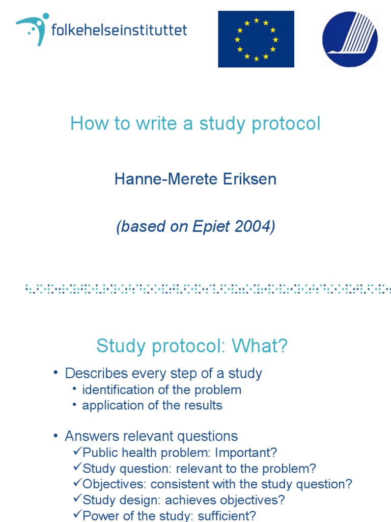 How To Write A Study Protocol: Hanne-Merete Eriksen | PDF | Data ...