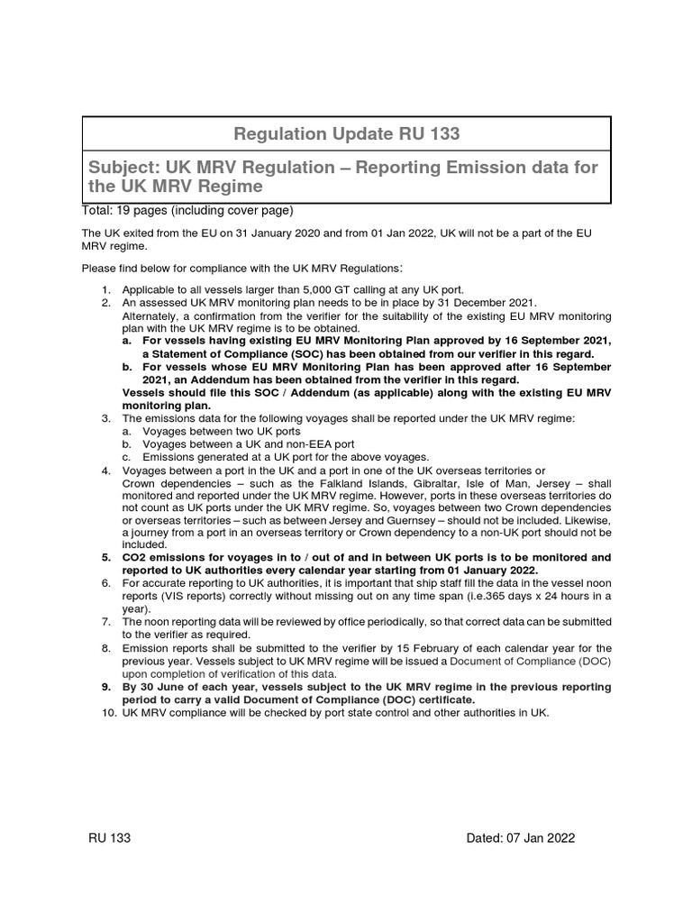 Uk Mrv Pdf European Union Regulatory Compliance