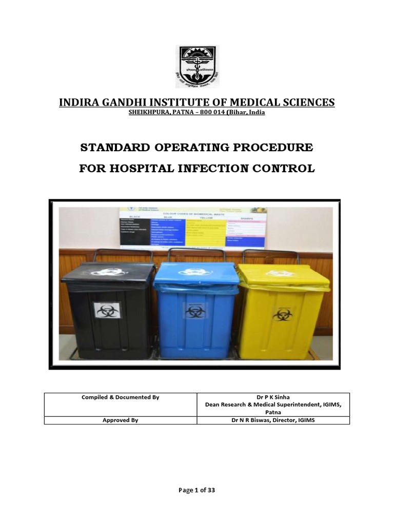 SOP For Hospital Infection Control-1 | PDF | Sterilization ...