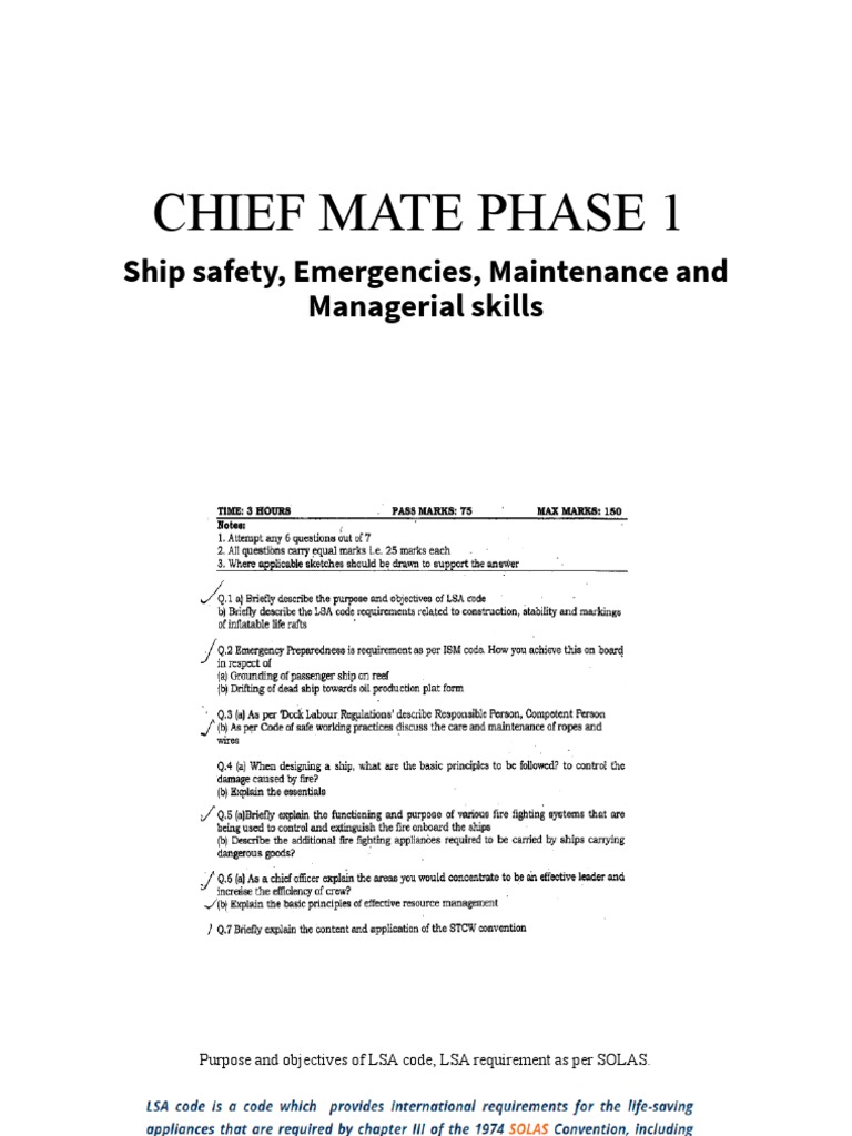 Chief Mate Phase 1: Safety & Emergency Protocols | PDF | Risk | Risk ...