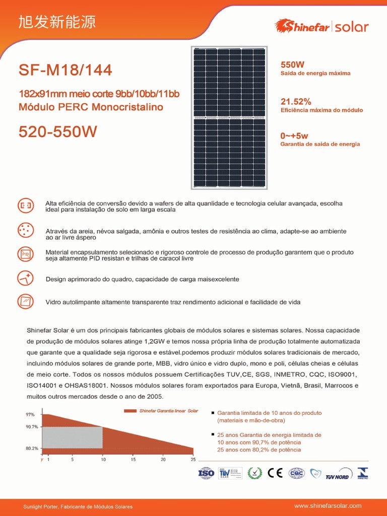 Datasheet Do Módulo Solar 550W | PDF
