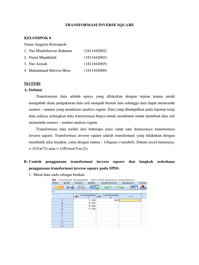 Kelompok 8 (Transformasi Inverse Square) | PDF | Metode & Bahan Ajar | Komputer
