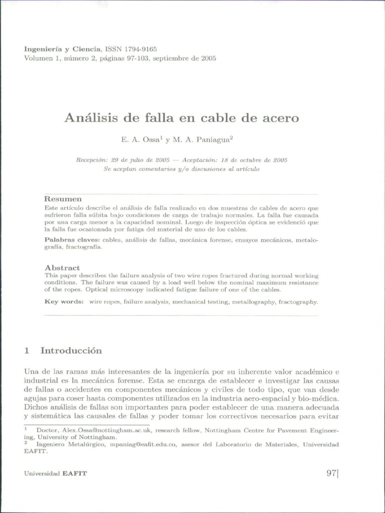Falla Cable de Acero | PDF | Fractura | Acero