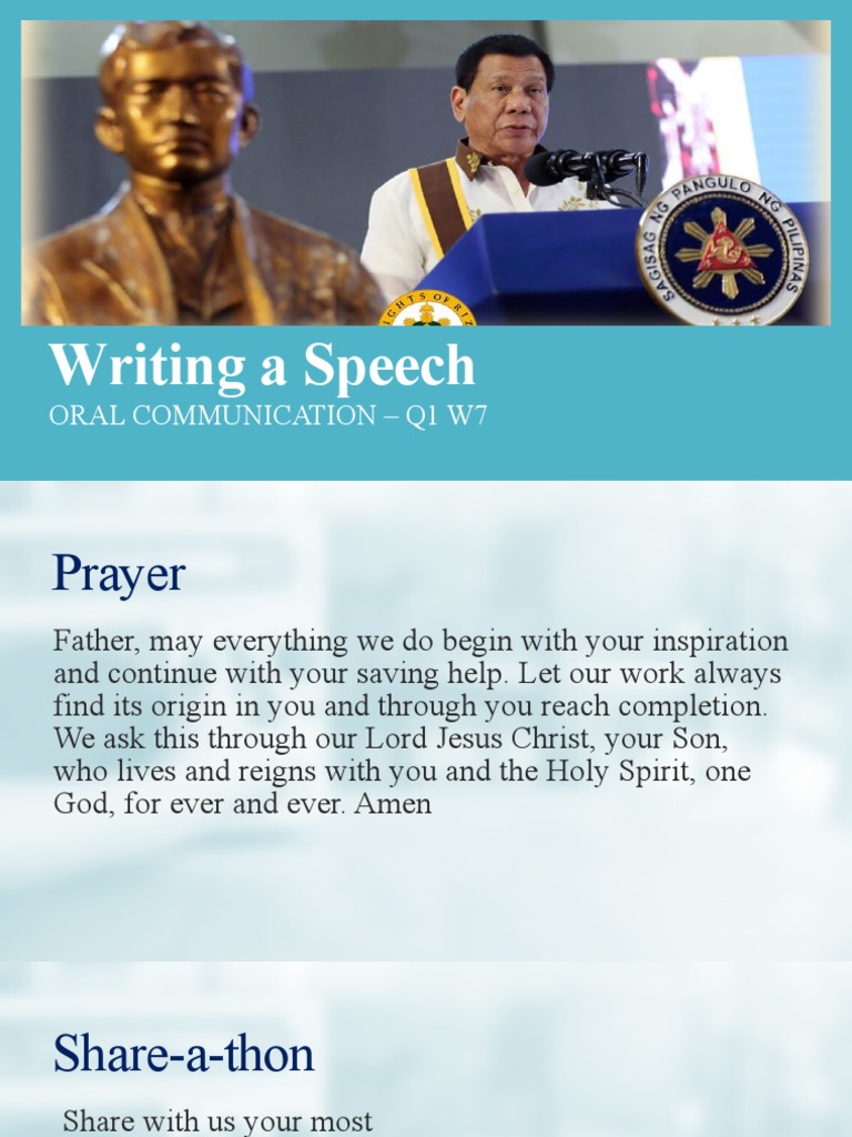 Writing A Speech: Oral Communication - Q1 W7 | PDF