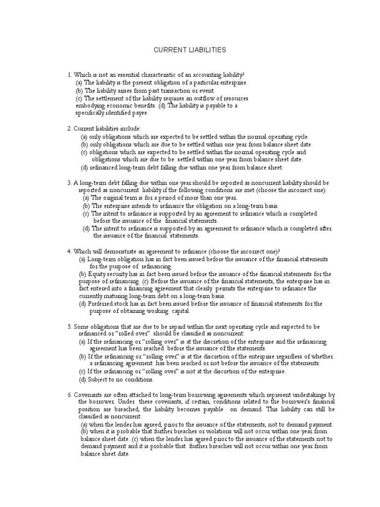 Current Liabilities | PDF | Refinancing | Balance Sheet