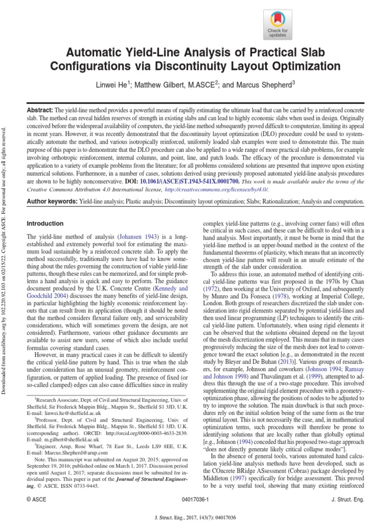 Automatic Yield-Line Analysis of Practical Slab Configurations Via Discontinuity Layout ...