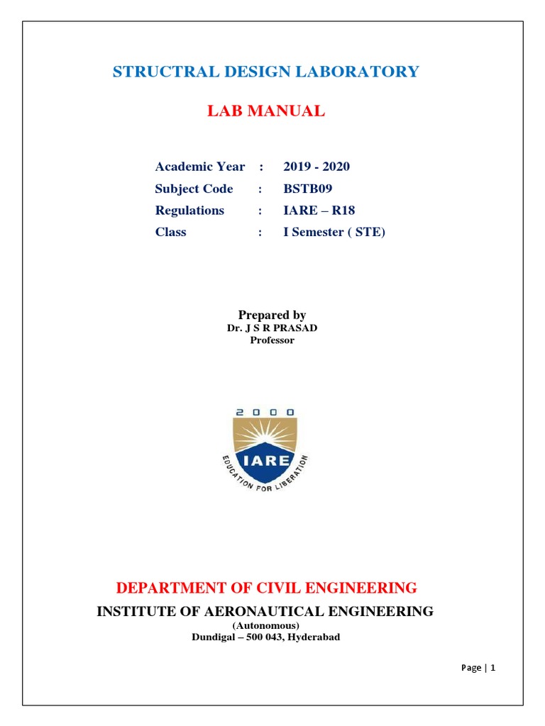 Structral Design Laboratory: Lab Manual | PDF | Foundation (Engineering ...