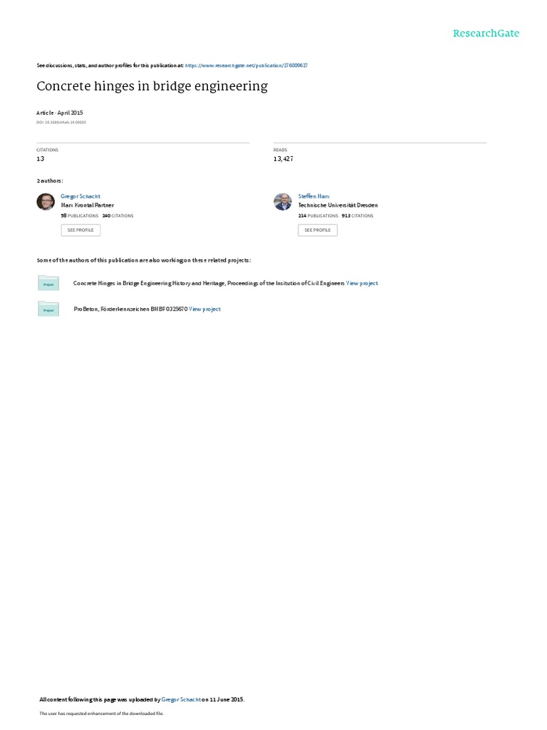 Concrete Hinges in Bridge Engineering | PDF | Bridge | Concrete