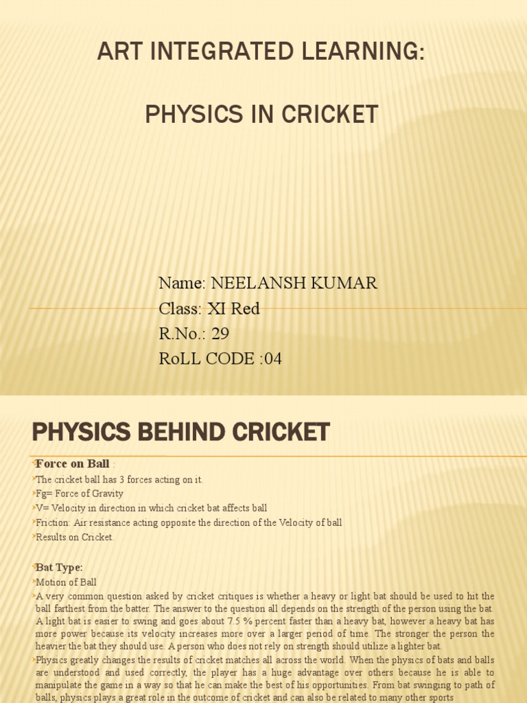 Physics in Cricket Presentation | PDF | Projectiles | Force